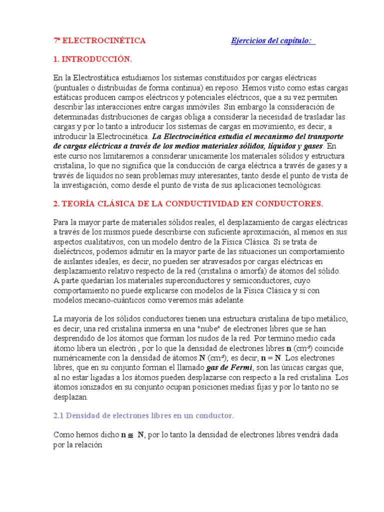 7º Electrocinética | PDF | Superconductividad | Corriente eléctrica