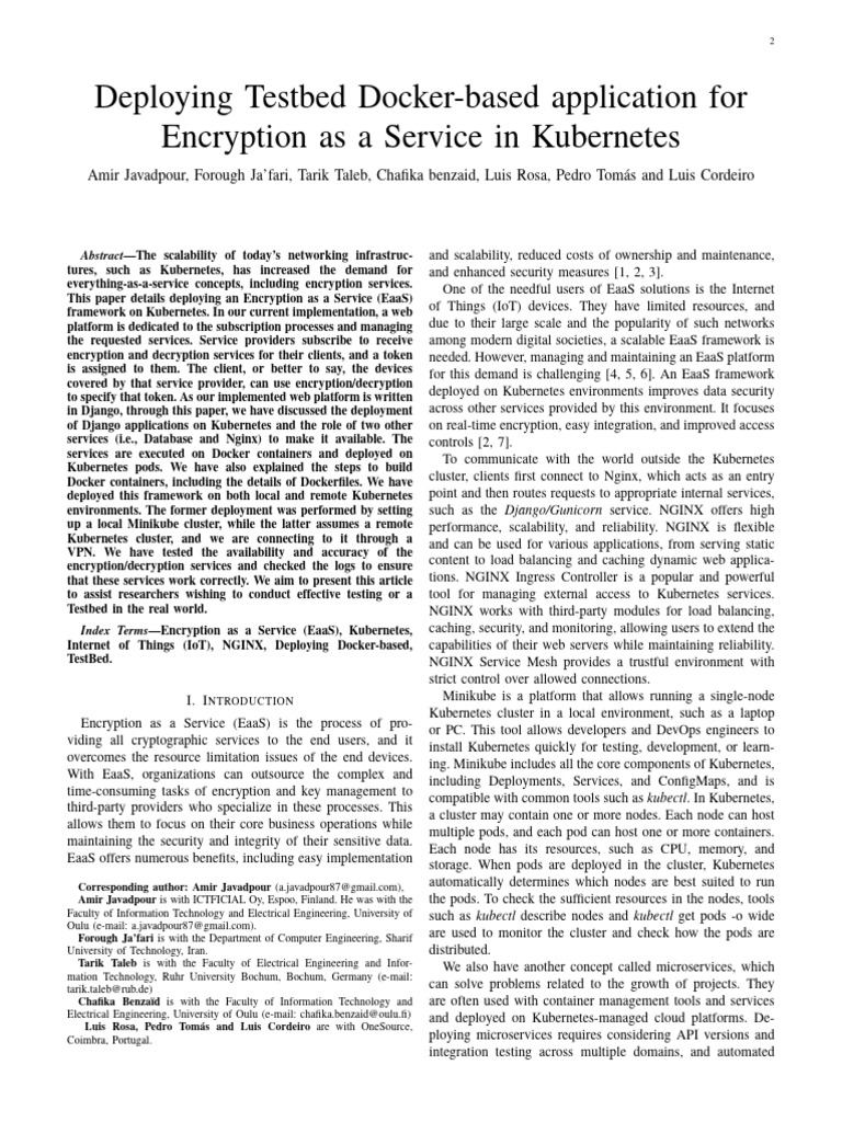 Deploying Testbed Docker-Based Application For Encryption As A Service ...