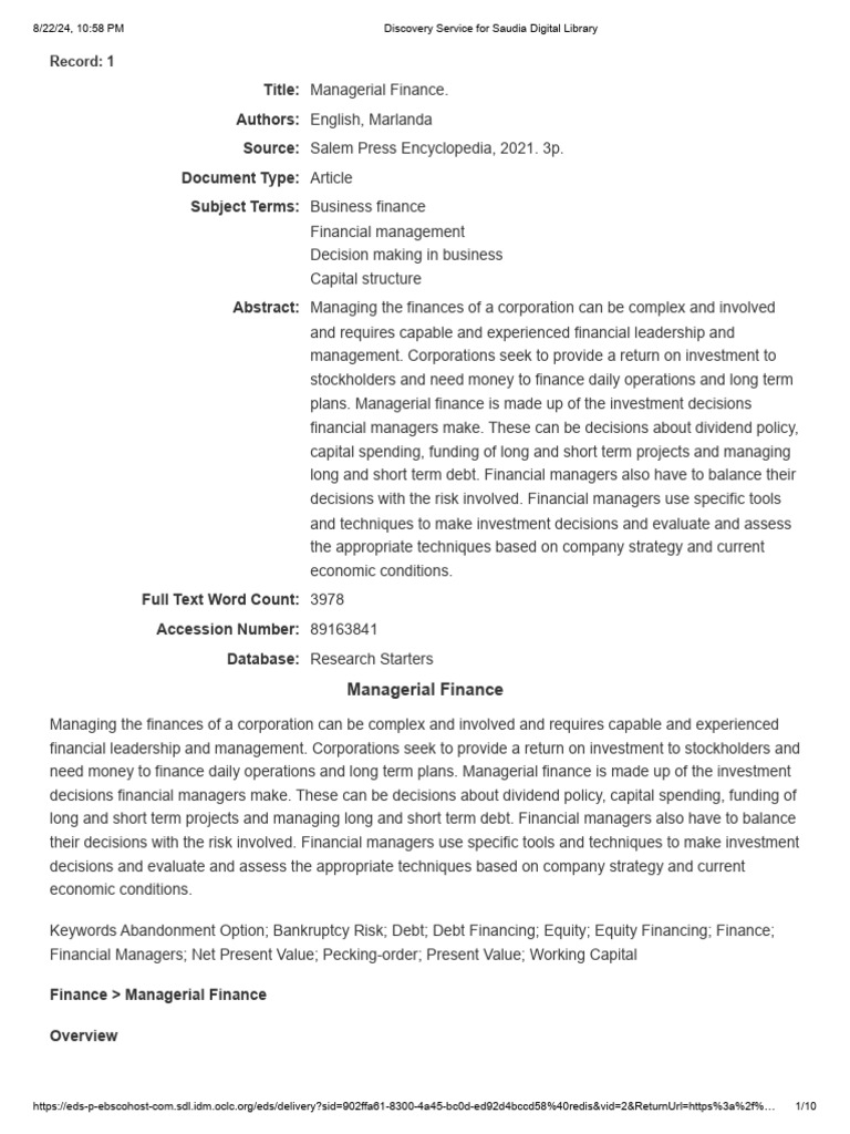 managerial finance | PDF