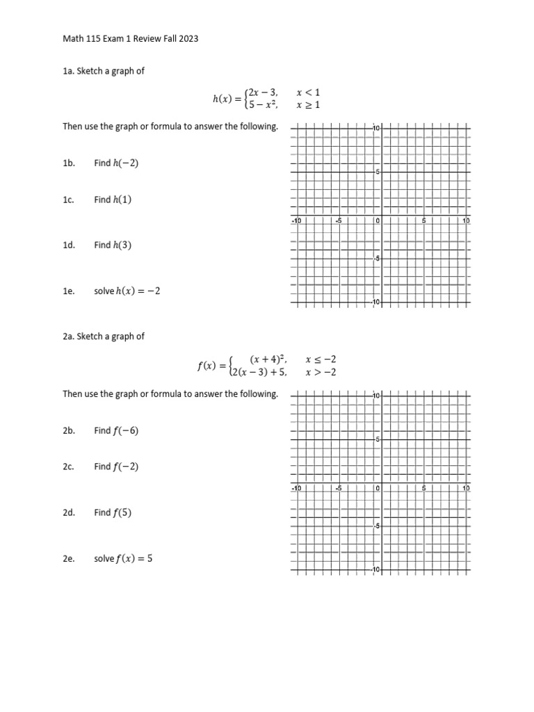 Math 115 Exam 1 Review | PDF