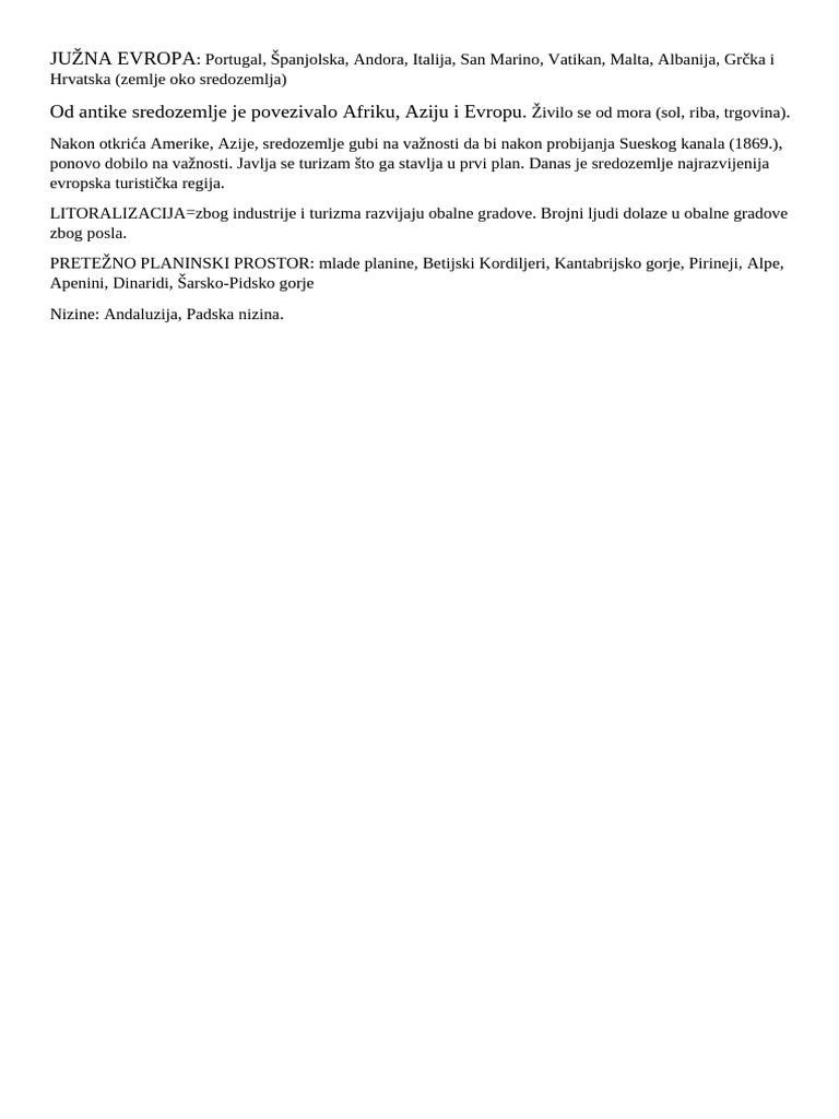 Južna I Jugoistočna Evropa | PDF