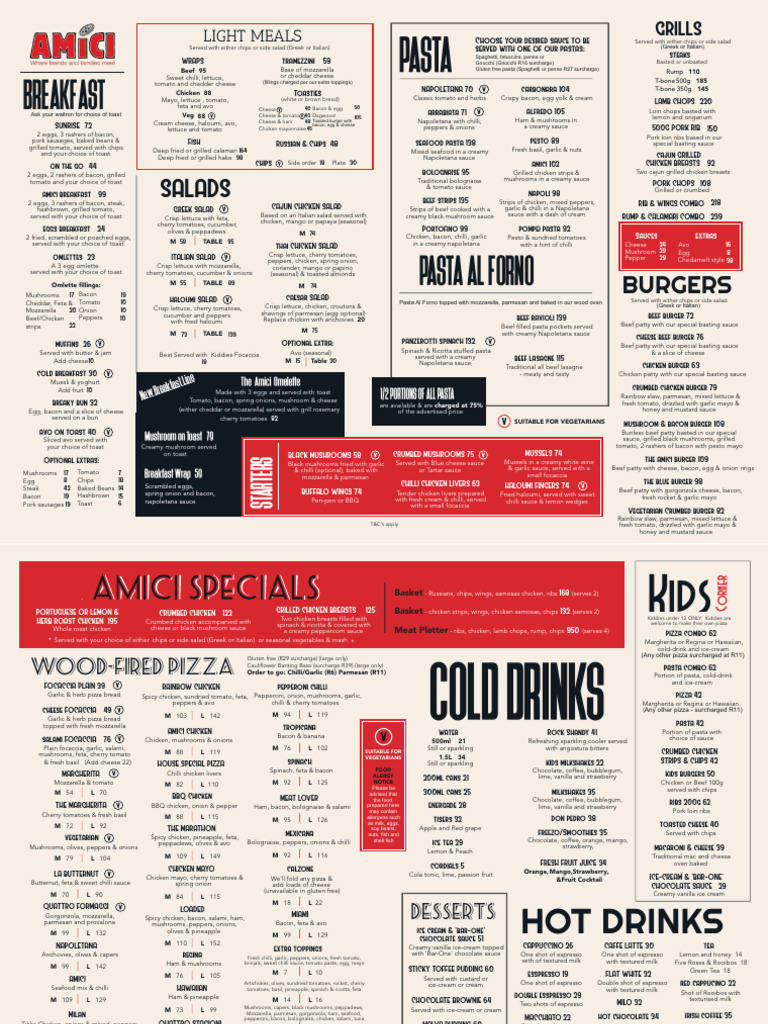 Amici November Final Revised Menu | PDF | Hamburgers | Pizza
