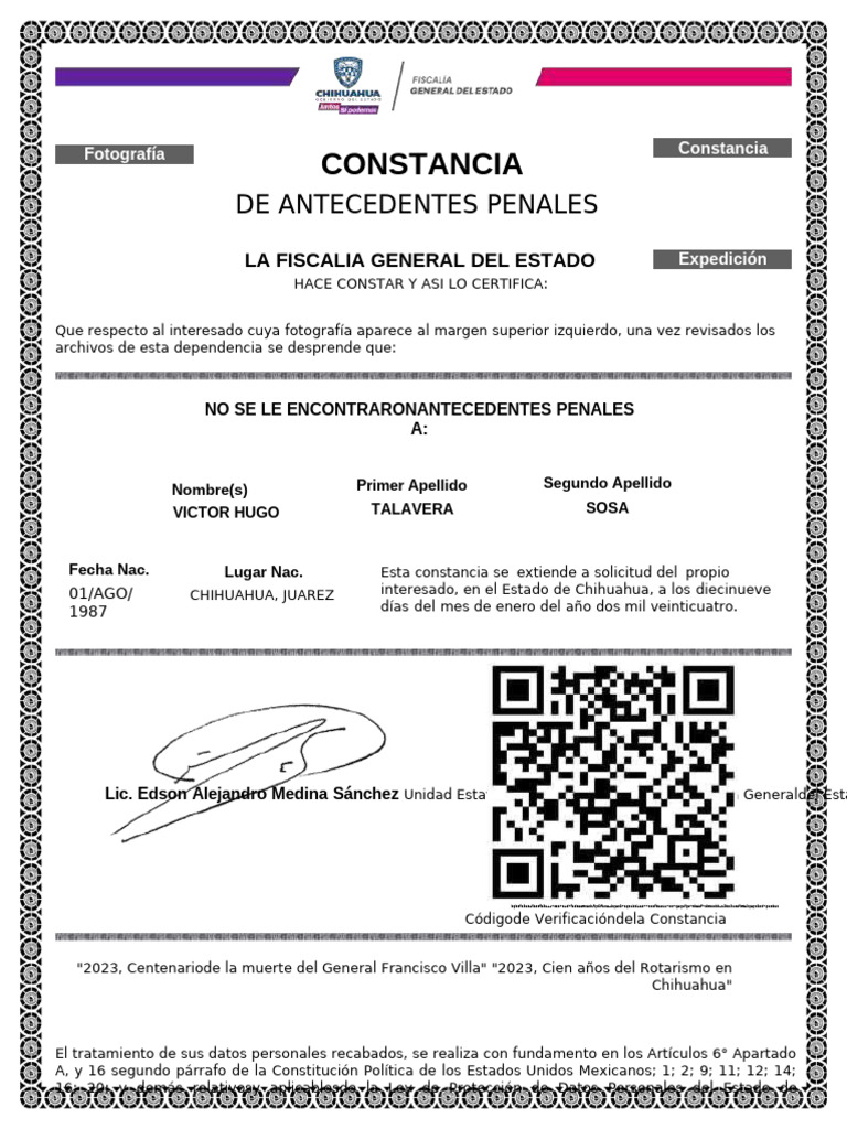 CONSTANCIA de No Antecedentes Penales | PDF | Justicia | Política