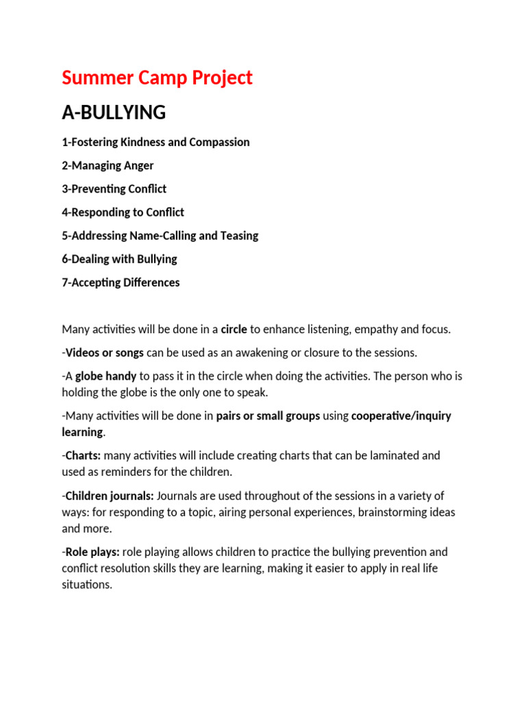 Project Summer Camp | PDF