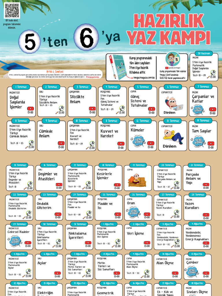5'ten 6'ya Hazırlık Yaz Kampı 2024 | PDF