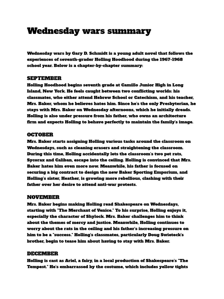 Wednesday Wars | PDF