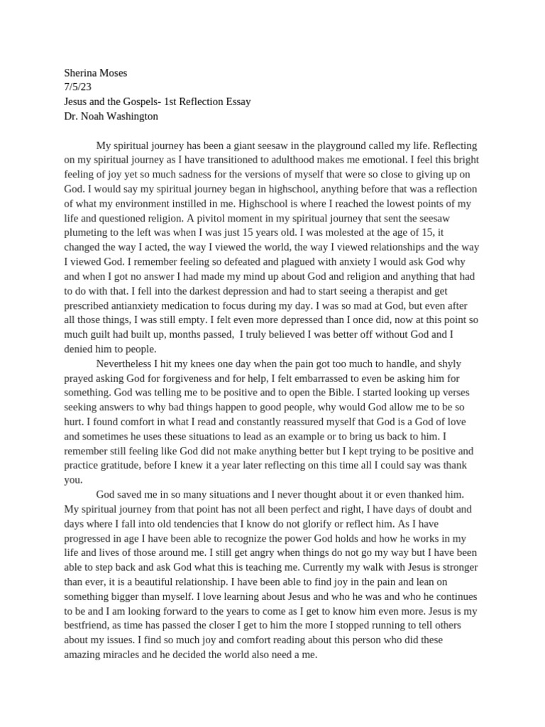 Jesus and the Gospels- 1st Reflection Essay | PDF