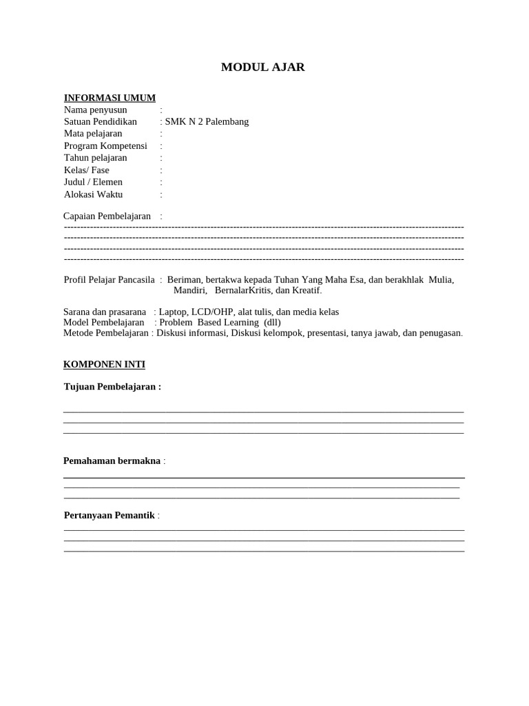 Format Modul Ajar | PDF