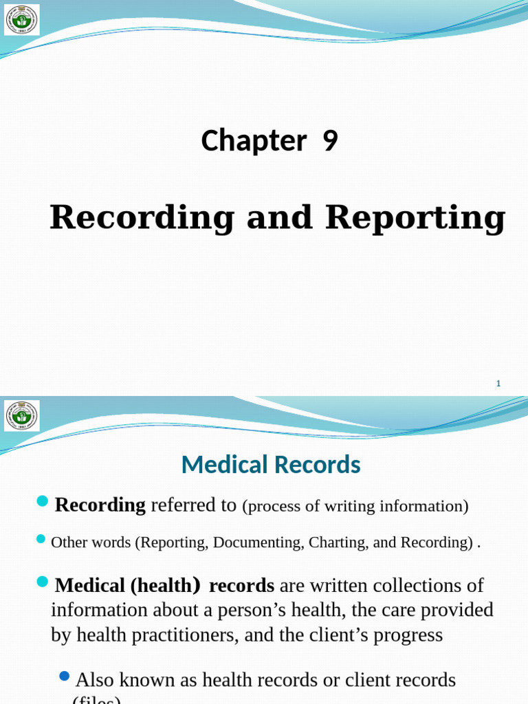 Medical Records: Recording & Reporting Guide | PDF | Medical Record ...
