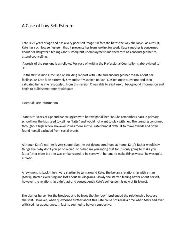 A Case of Low Self Esteem | PDF