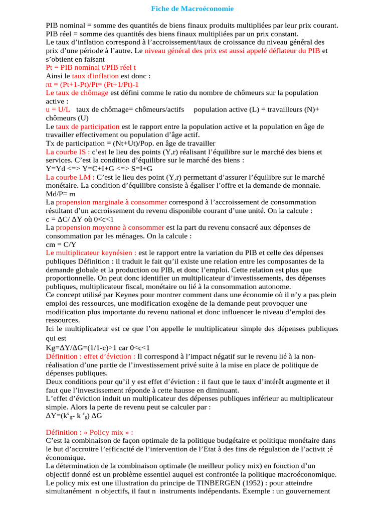 Fiches Economie | PDF