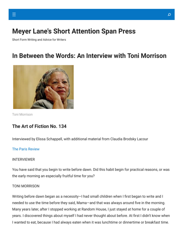 Toni Morrison's Writing Insights | PDF | Language Arts & Discipline