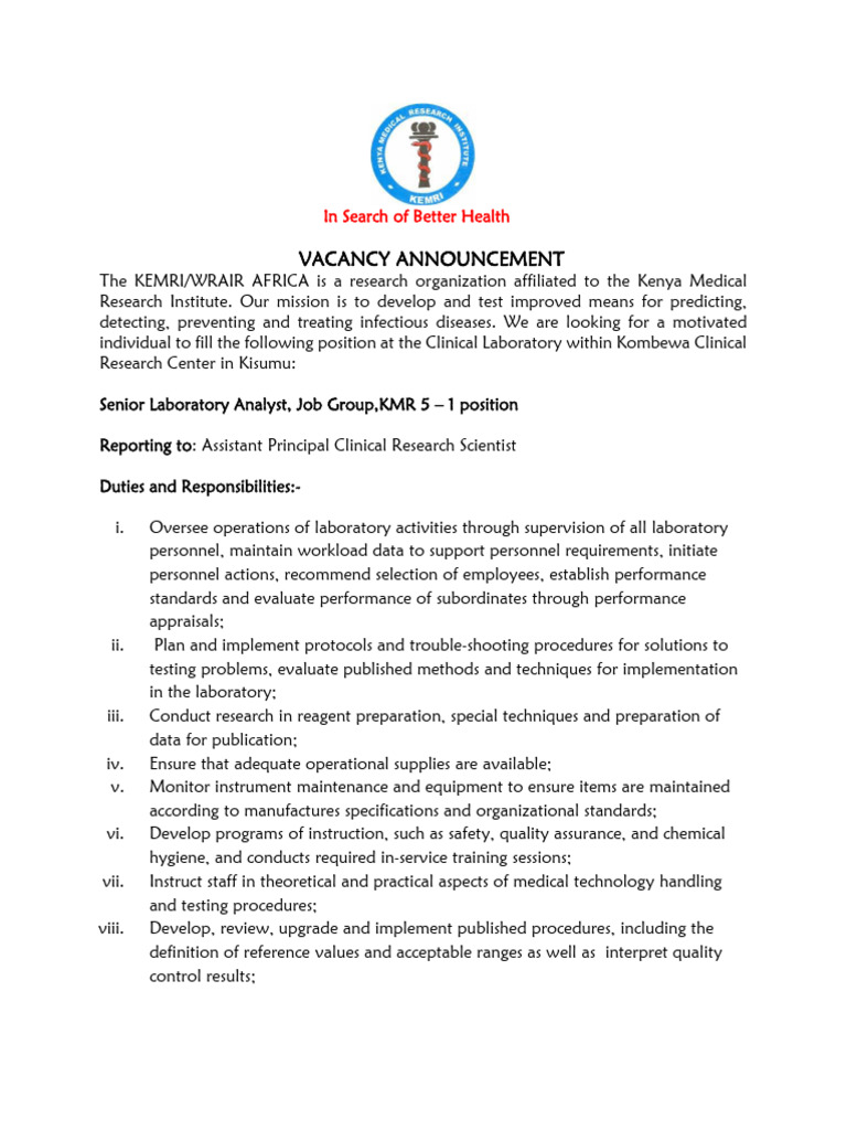 Senior Lab Analyst | PDF