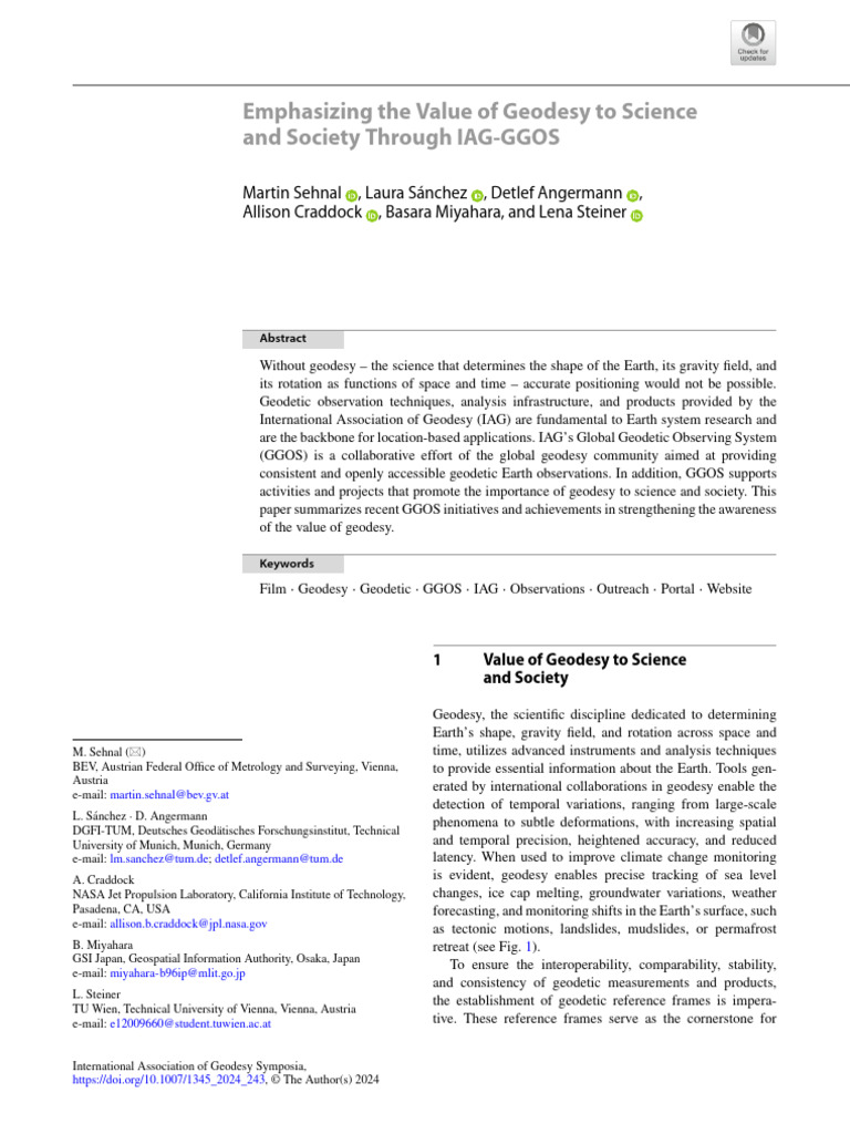Emphasizing The Value of Geodesy To Science and So | PDF