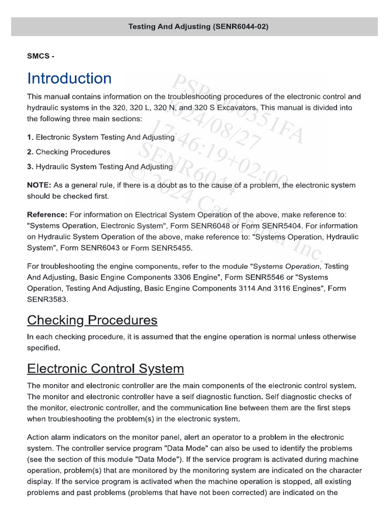 320L Testing and Adjusting | PDF