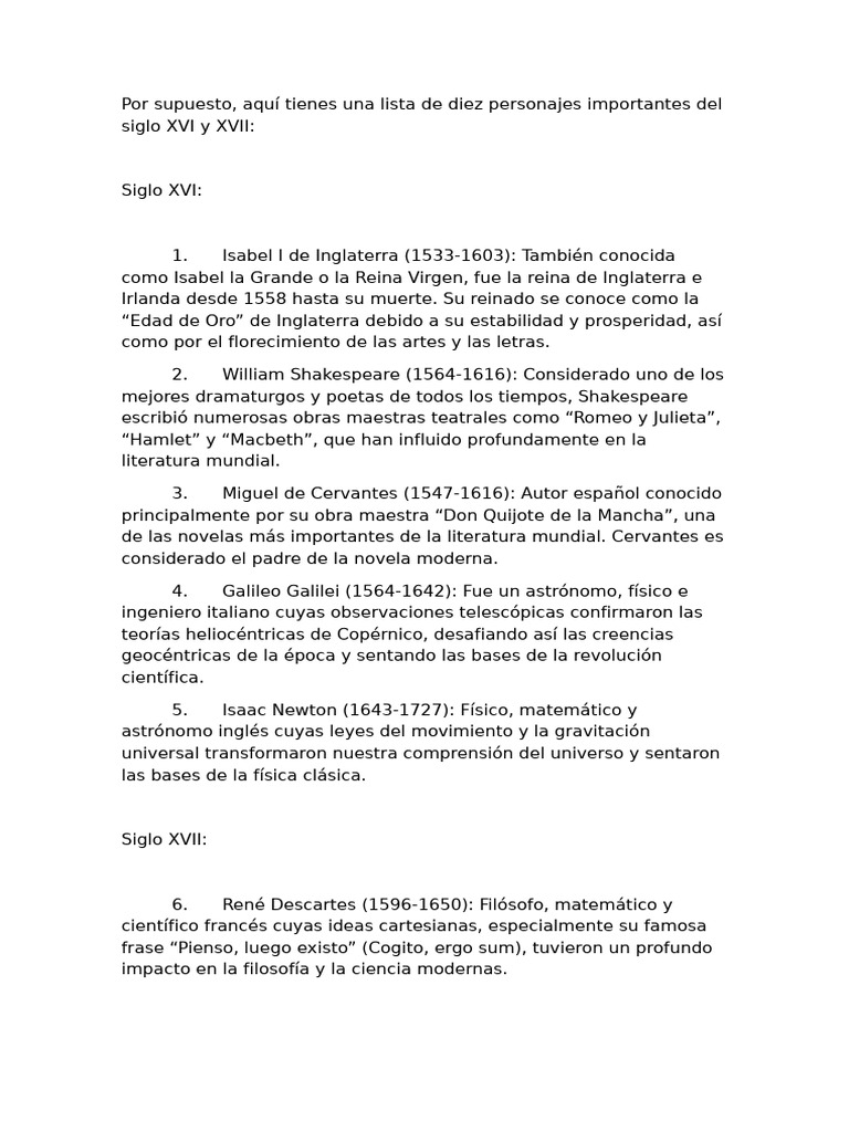 Personajes Xvi XVLL | PDF