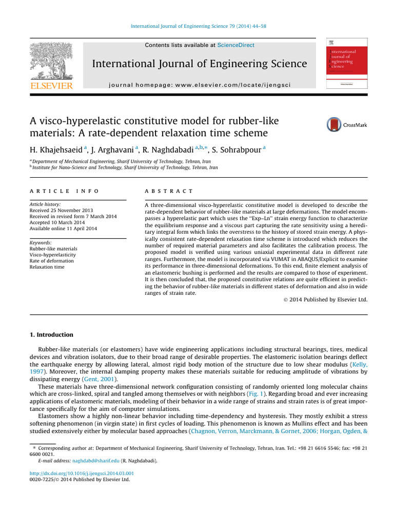 A Visco-Hyperelastic Constitutive Model For Rubber-Like | PDF