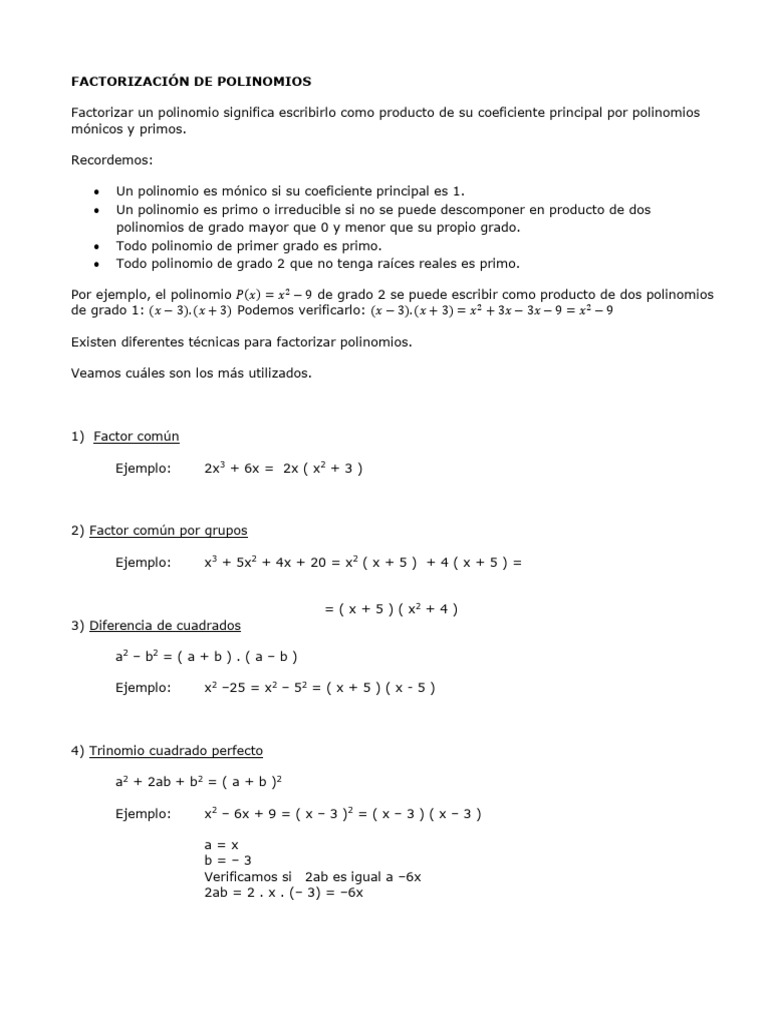 Factorización de Polinomios | PDF