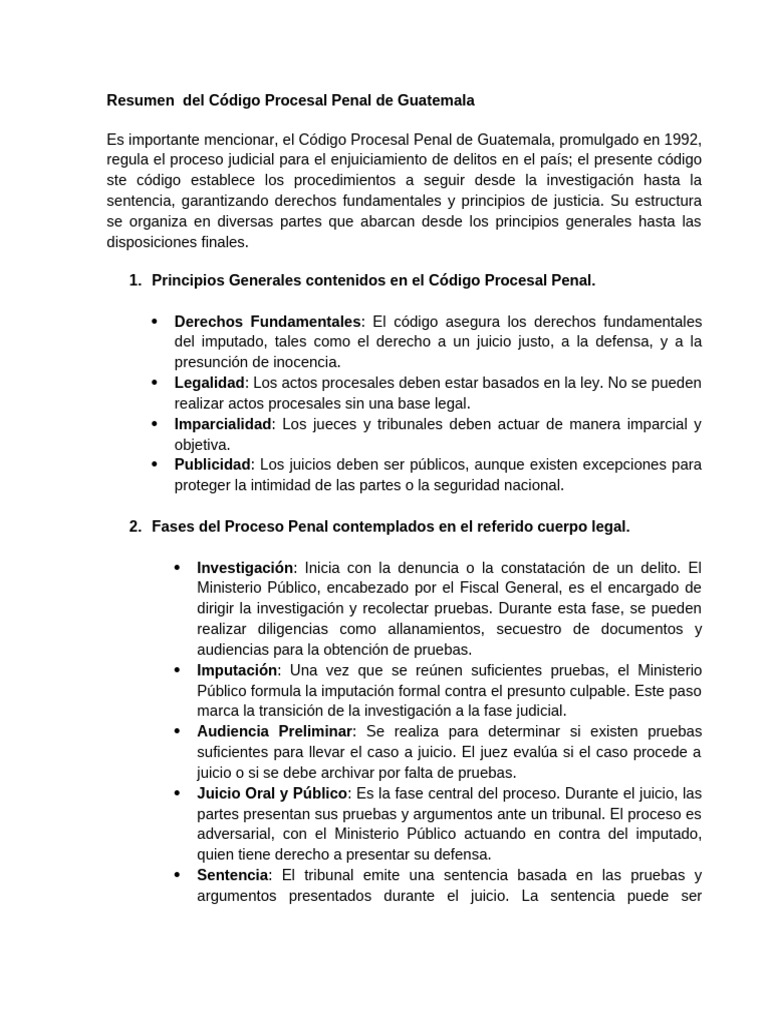 Resumen Del Código Procesal Penal De Guatemala Pdf 1766