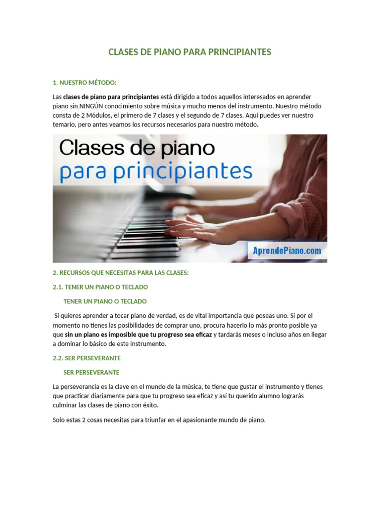 Clases de Piano para Principiantes | PDF