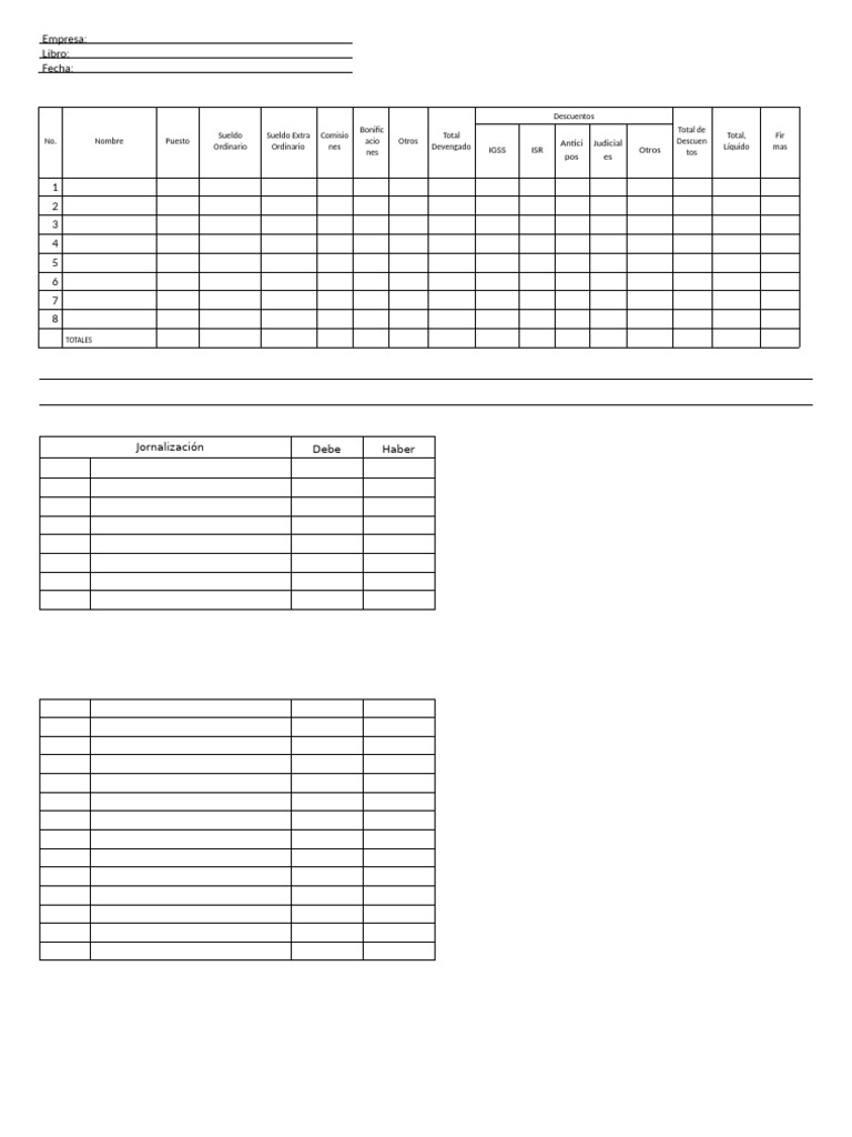 planilla mensual | PDF