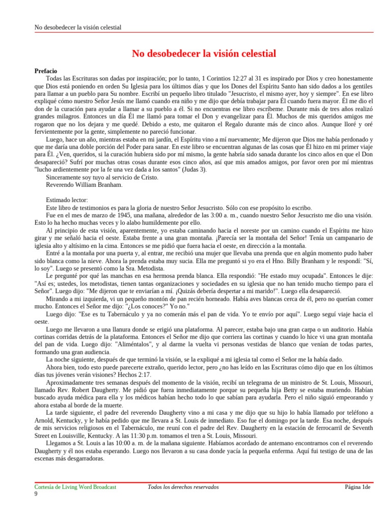 No Fui Desobediente A La Vision Celestial | PDF