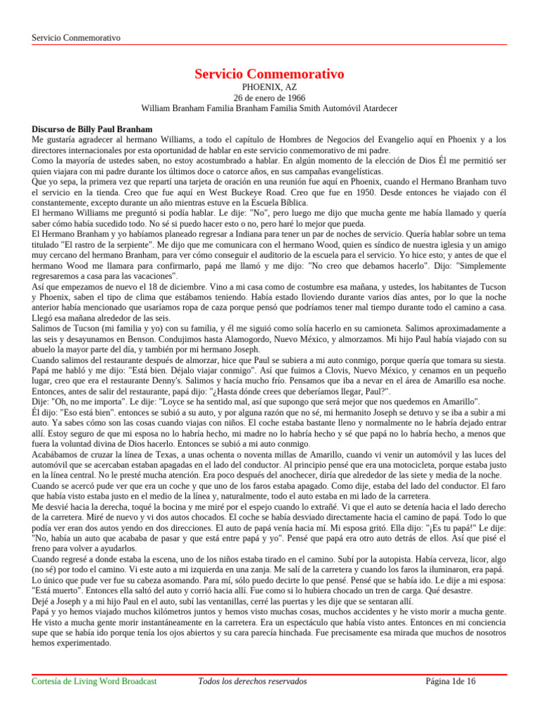 Servicio Memorial | PDF