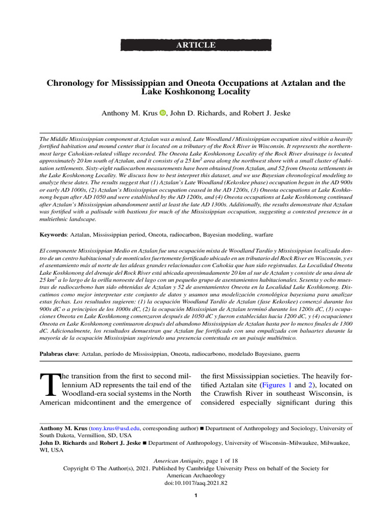 Chronology For Mississippian and Oneota | PDF