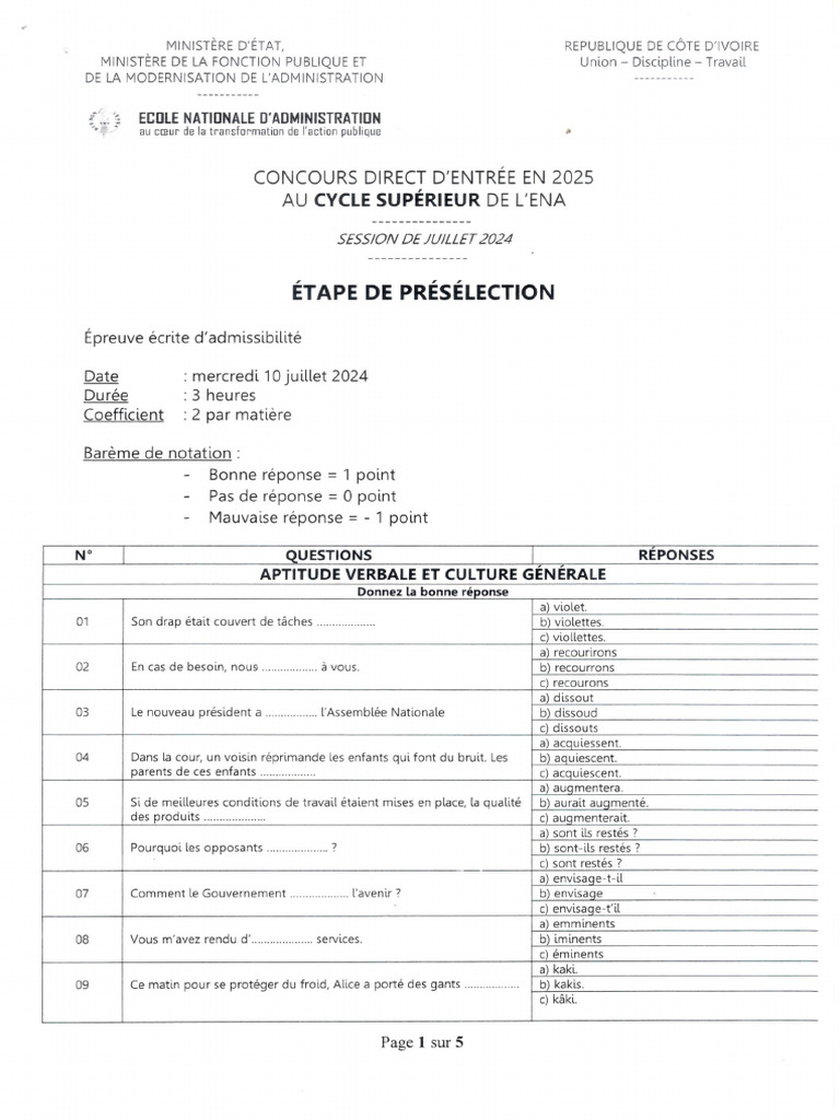 Cycle Superieur Ena | PDF