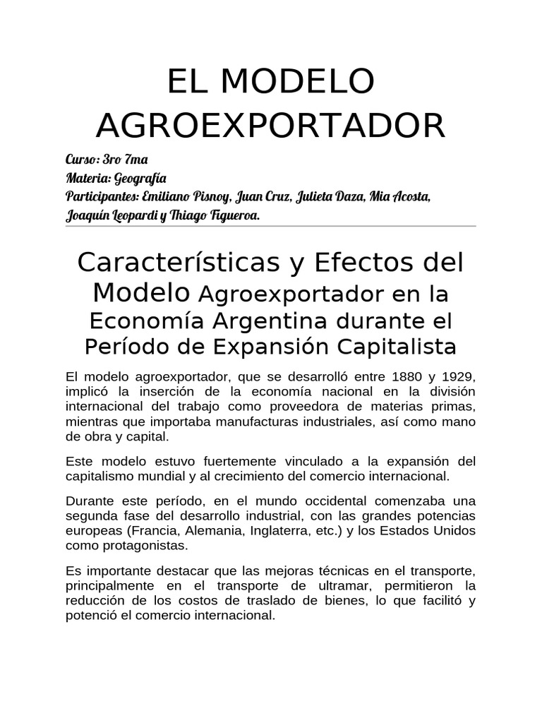 Modelo Agroexportador en Argentina | PDF