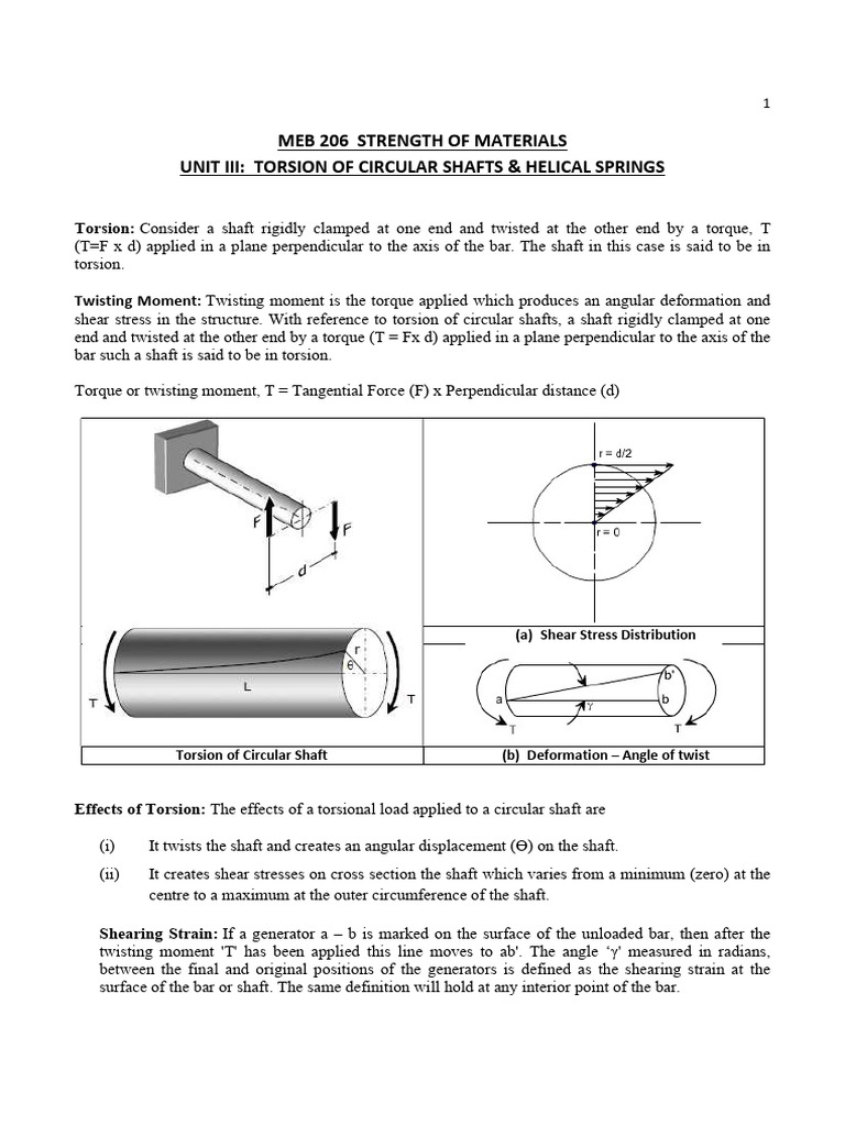 Torsion of shafts | PDF