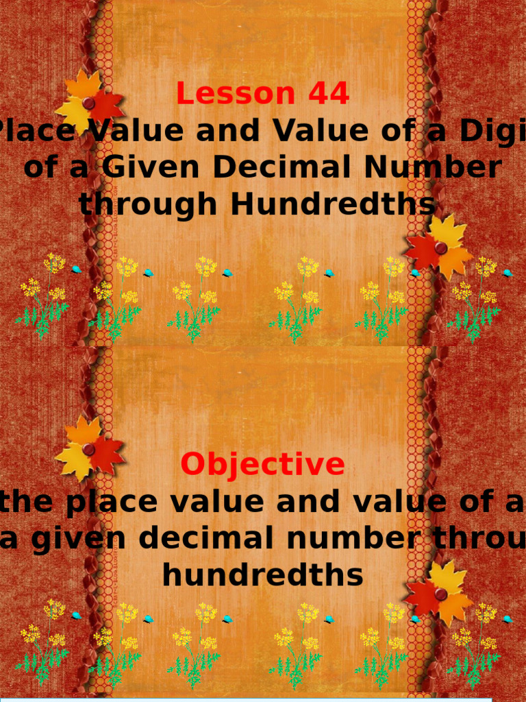 Lesson 44 - Place Value and Value of A Digit in A Given Decimal Number ...