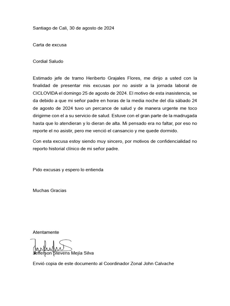 Carta Excusa | PDF
