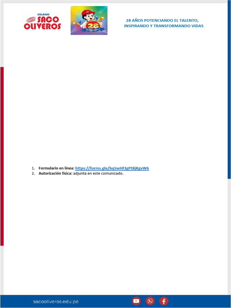 COMUNICADO PPFF - 28° Aniversario. | PDF