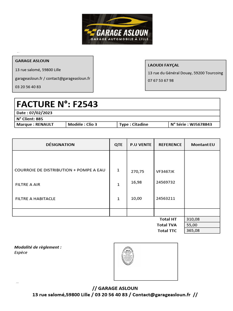 facture garage auto (1) | PDF