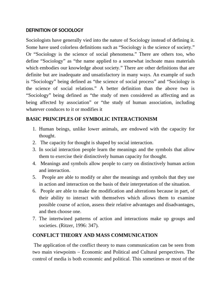Definition of Sociology | PDF