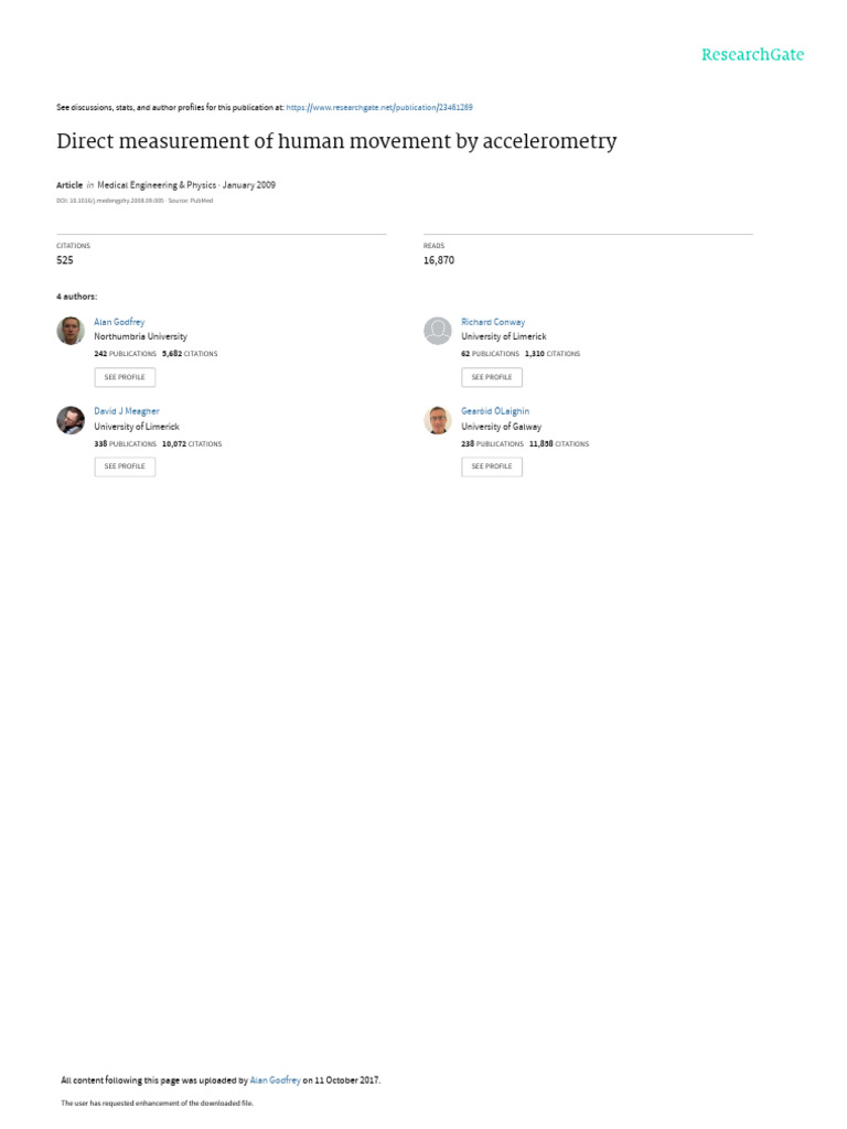 Direct Measurement of Human Movement by Accelerome | PDF | Anatomical ...