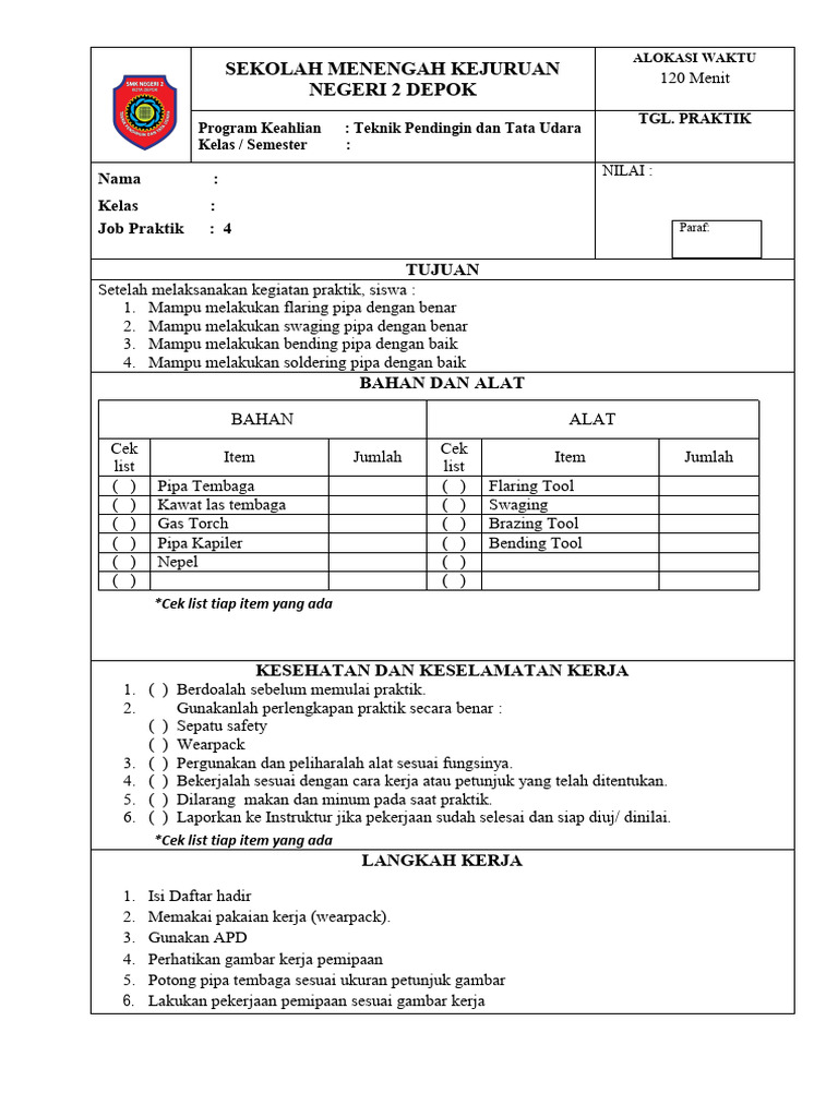 Jobsheet Pemipaan Job 4 | PDF