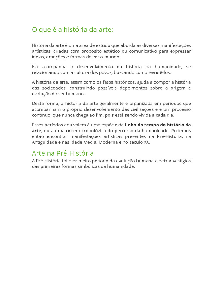 O que é a história da arte - resumo da historia da arte | PDF