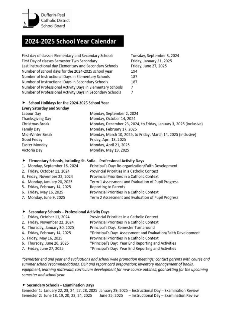 2024-2025 School Year Calendar FINAL | PDF