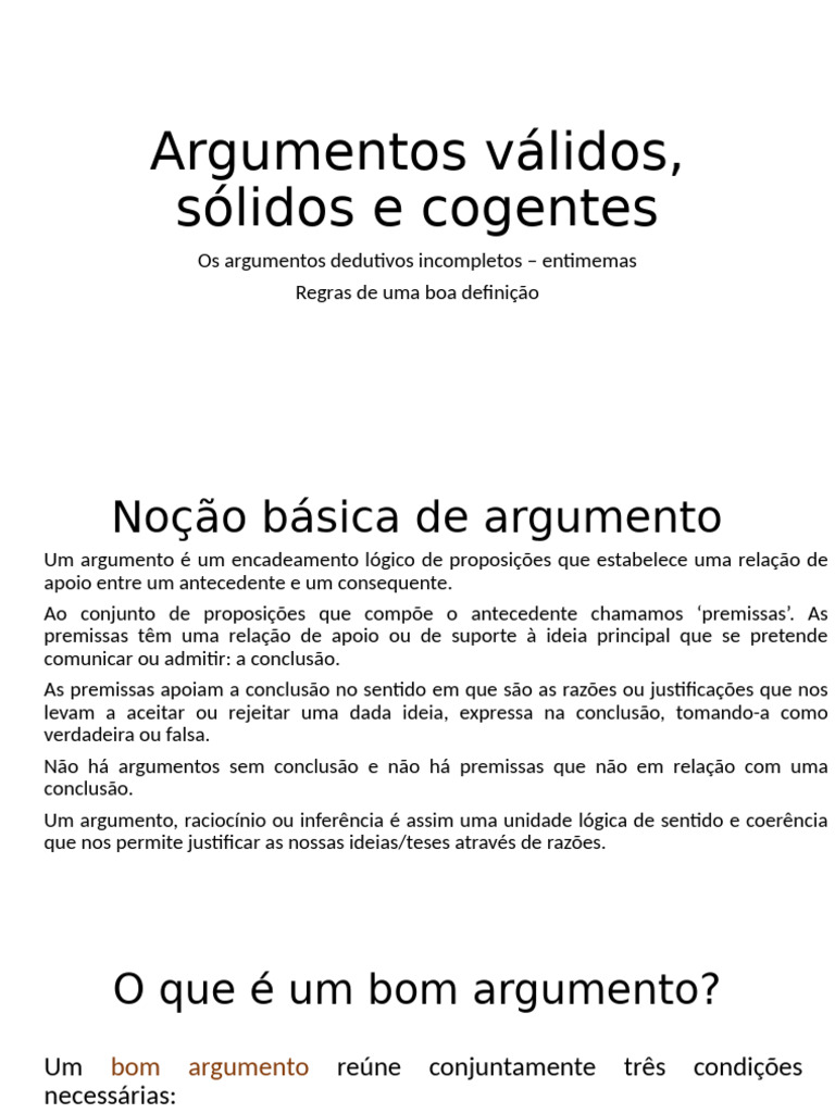Argumentos Válidos, Sólidos e Cogentes | PDF | Argumento | Razonamiento ...