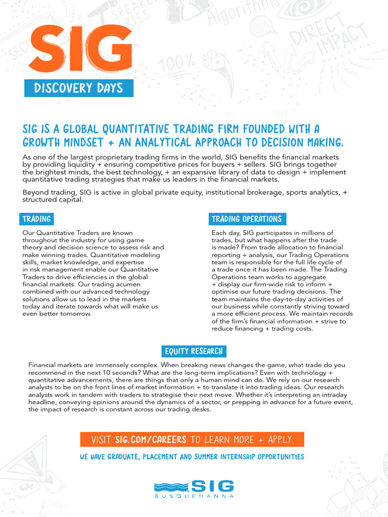 SIG Trading, Operations and Research Discovery Day | PDF