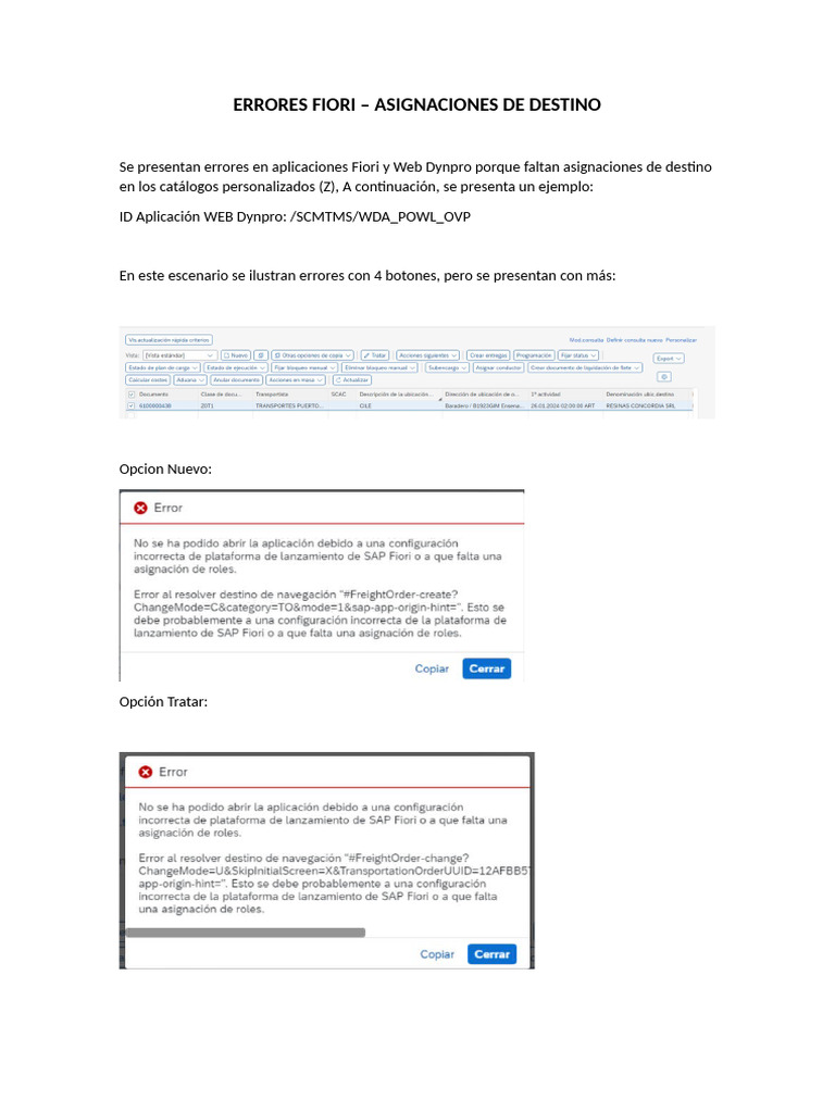 Documentacion Fiori Error | PDF | Negocios | Tecnología
