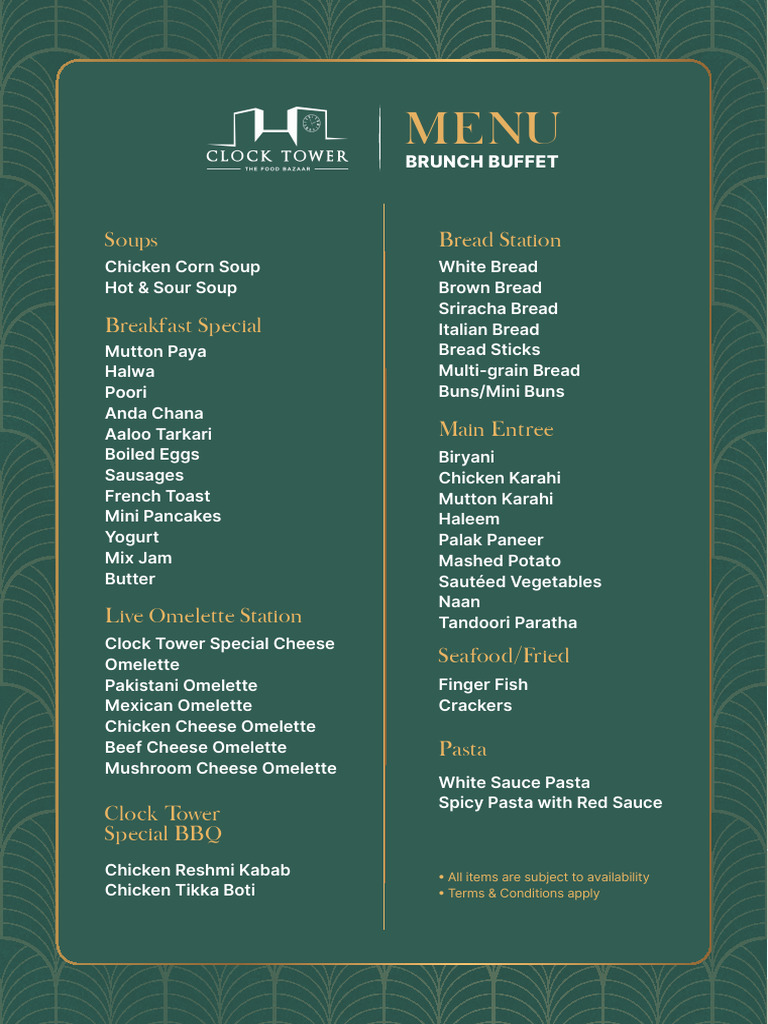 Brunch Buffet Menu: Diverse Delicacies | PDF