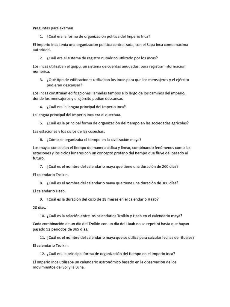 Preguntas para Examen Tercero | PDF