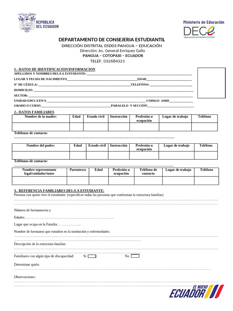 Ficha Acumulativa Dece | PDF