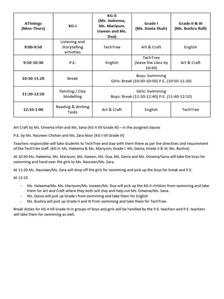 Timetable Summer Camp-1 | PDF