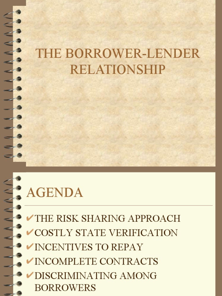 The Borrower-Lender Relationship | Loans | Debt