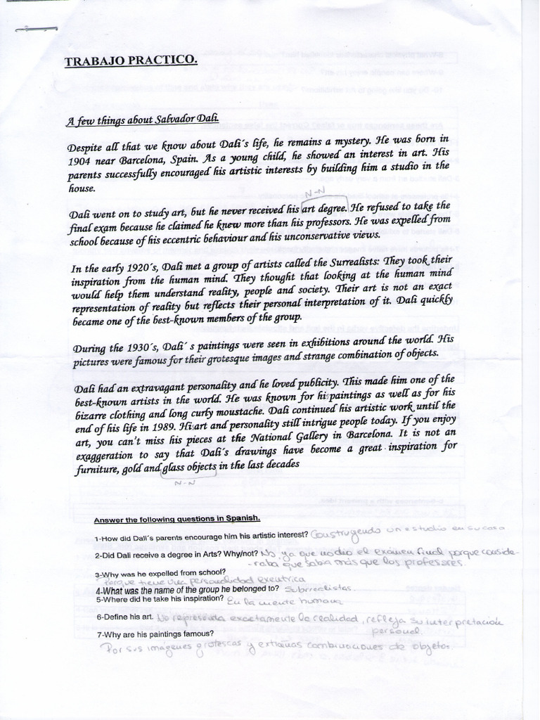 Inglés I - Trabajo Práctico (2014) | PDF