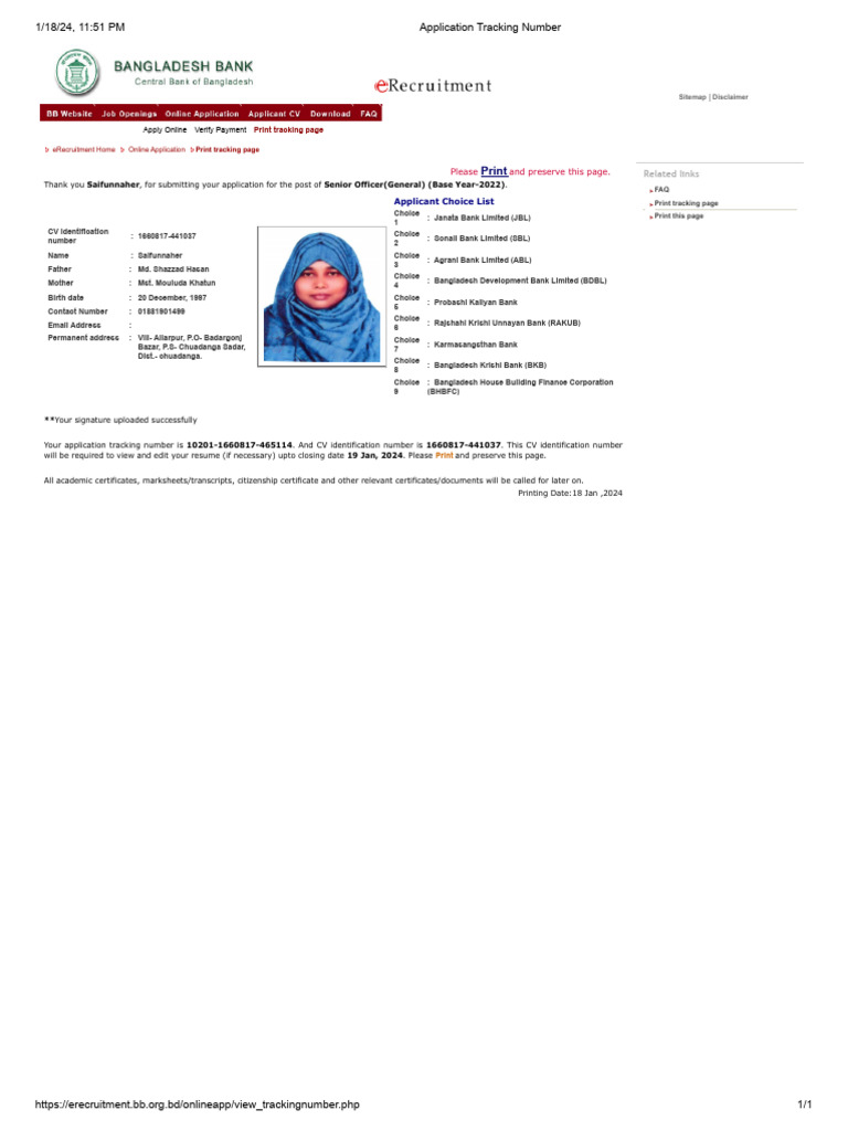 Application Tracking Number 201 | PDF